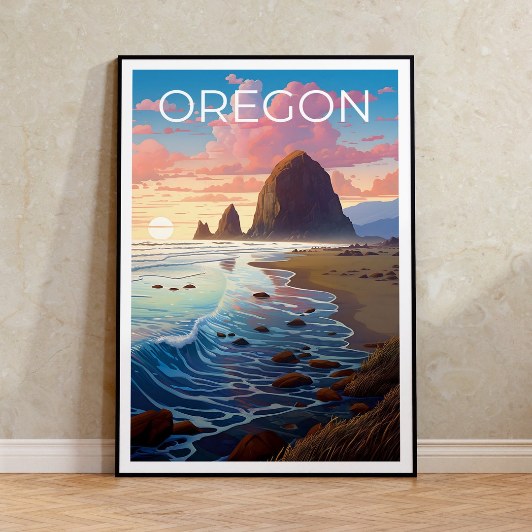 Oregon Travel Poster, Coast Wall Art, Coast Print, Oregon Poster, Coast ...