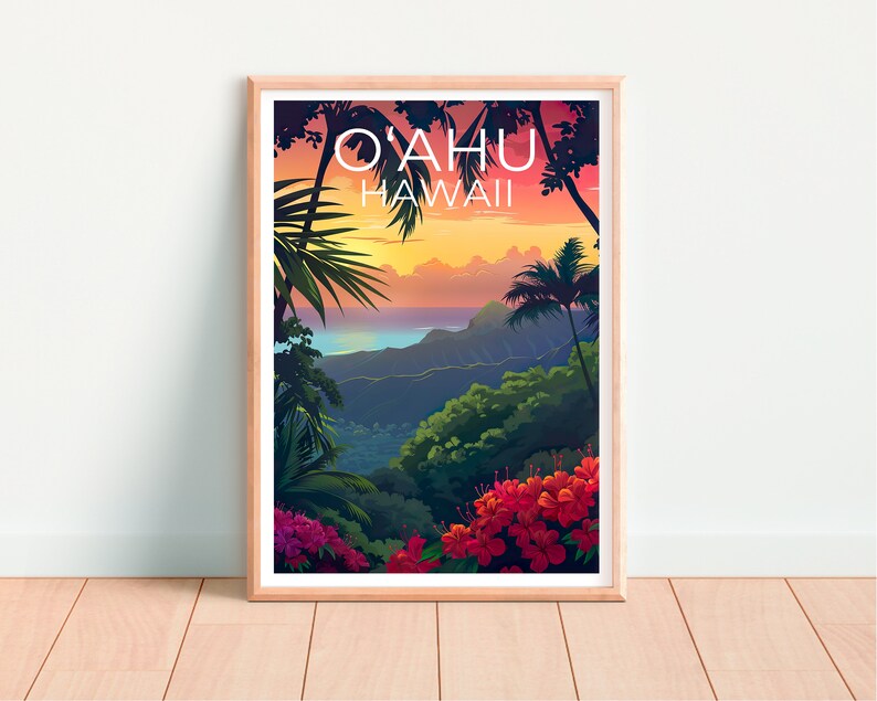 O‘ahu Poster, O‘ahu Print, Hawaii Poster, Hawaii Print, Oahu Poster ...