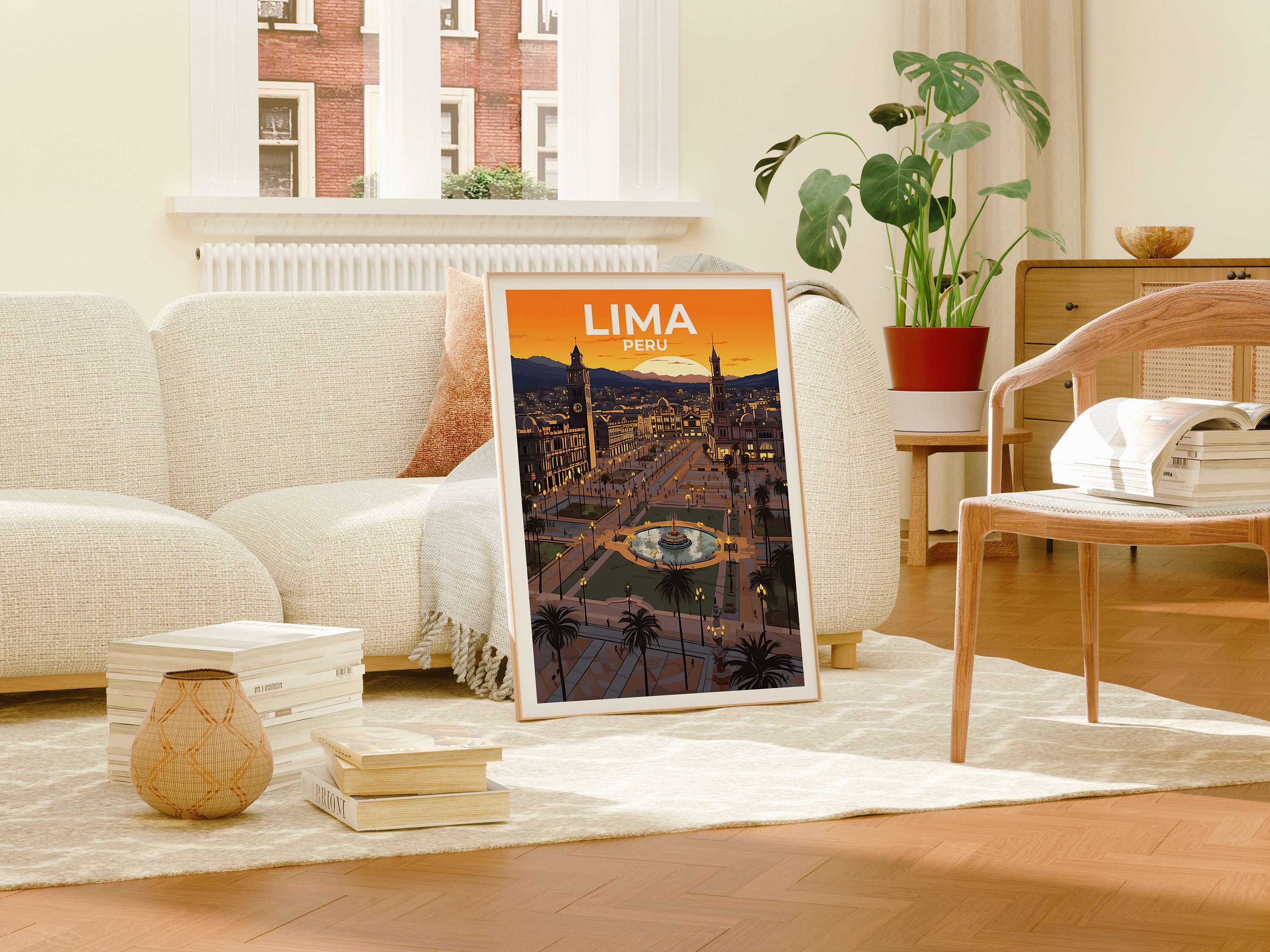 Lima Travel Poster, Peru Wall Art, Peru Print, Lima Poster, Plaza De ...