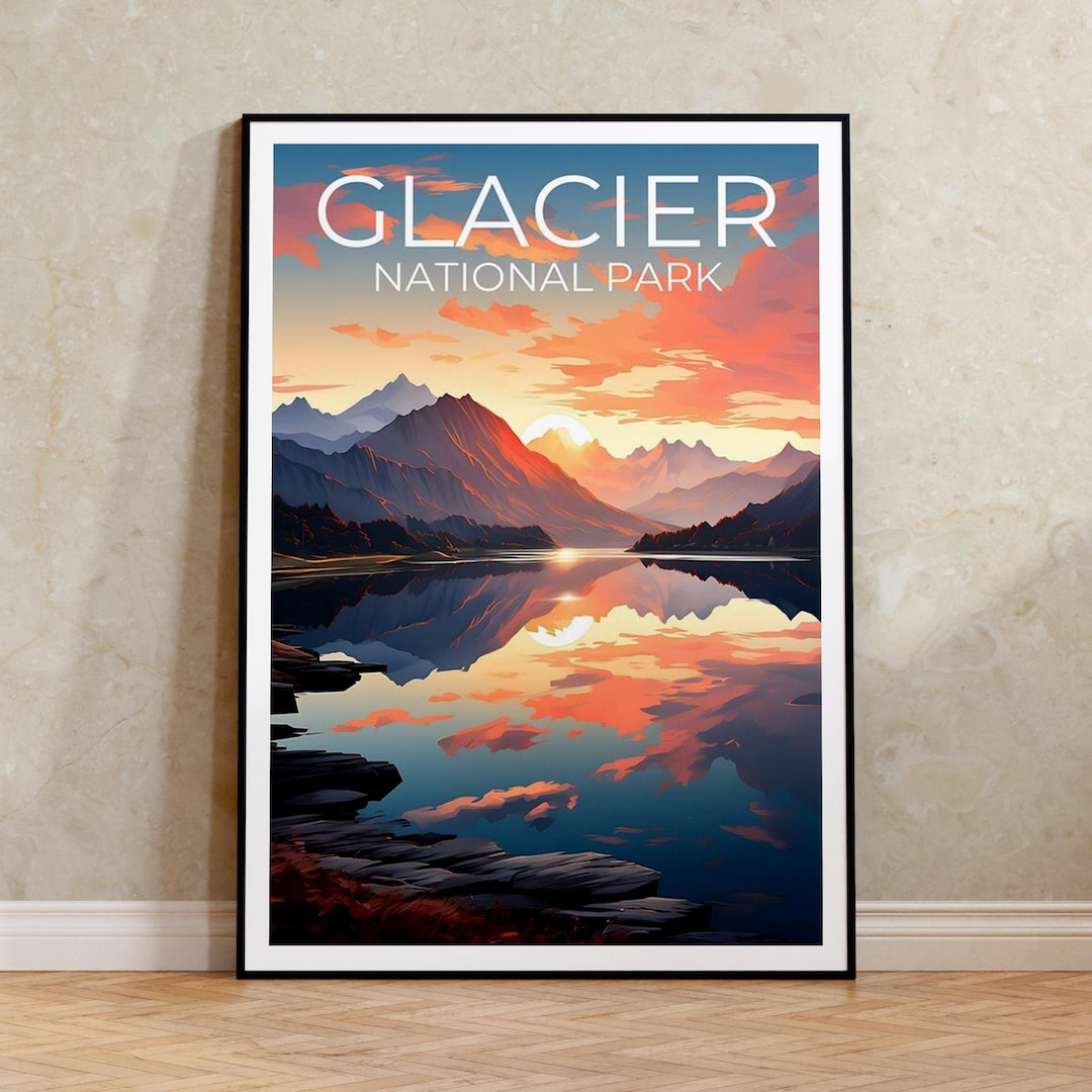 Glacier National Park Travel Poster, Montana Wall Art, Montana Print ...