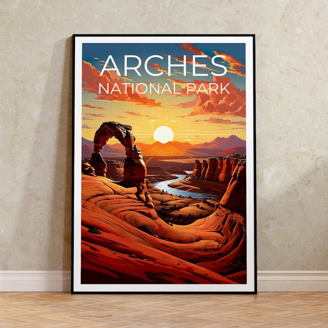 Arches Park Travel Poster, Delicate Arch Wall Art, Delicate Arch Print ...