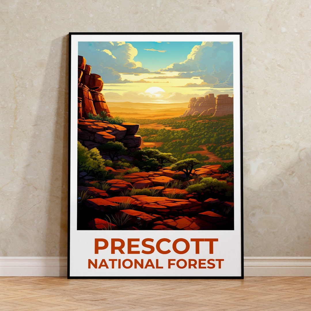Prescott Forest Travel Poster, Arizona Wall Art, Arizona Print ...