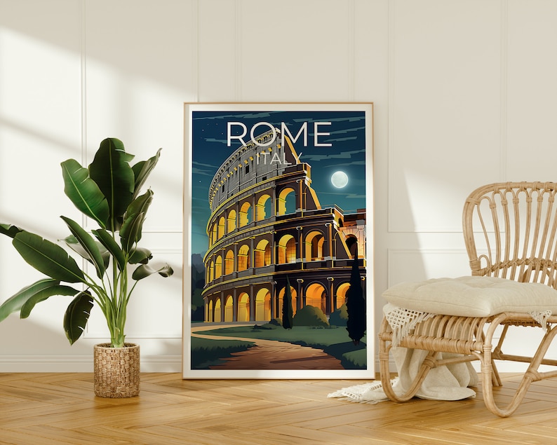 Rome Travel Poster, Colosseum Wall Art, Colosseum Print, Rome Poster ...