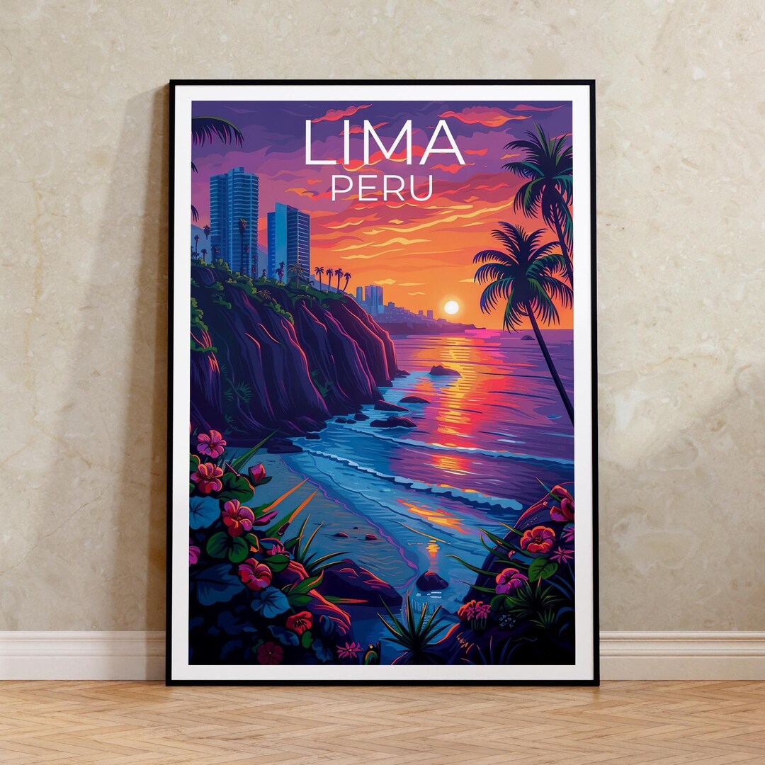 Lima Travel Print, Peru Poster, Miraflores Wall Art, Coastal Peru ...
