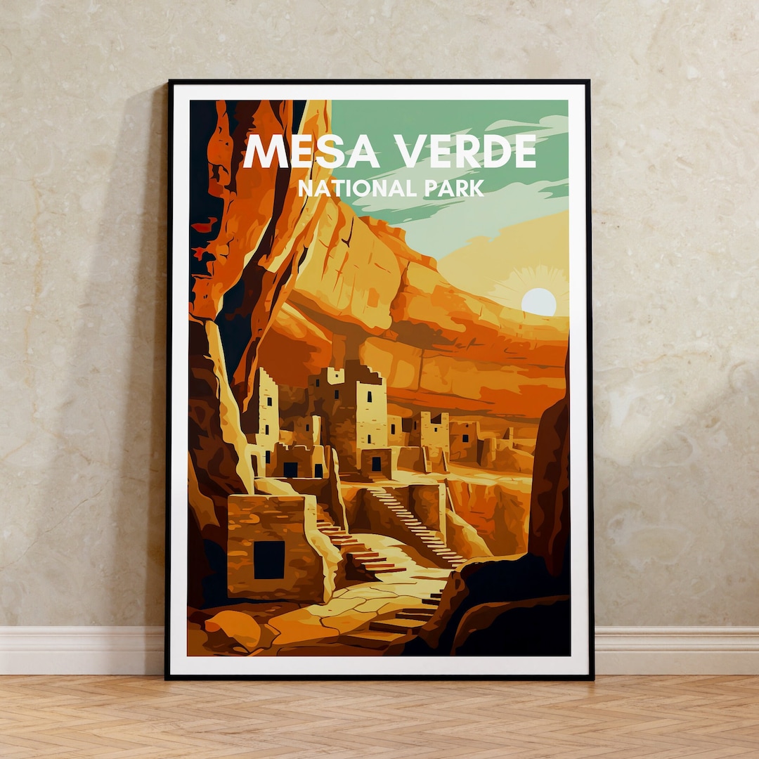 Mesa Verde Travel Poster, Colorado Wall Art, Mesa Verde Print, Mesa ...