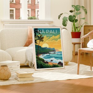 Nā Pali Travel Poster, Hawaii Wall Art, Hawaii Print, Nā Pali Poster ...