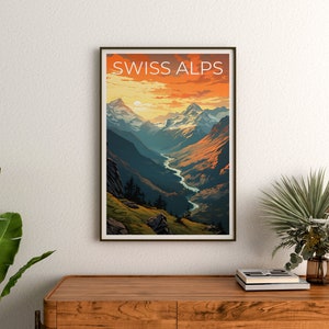 Swiss Alps Travel Poster, Switzerland Wall Art, Switzerland Print ...