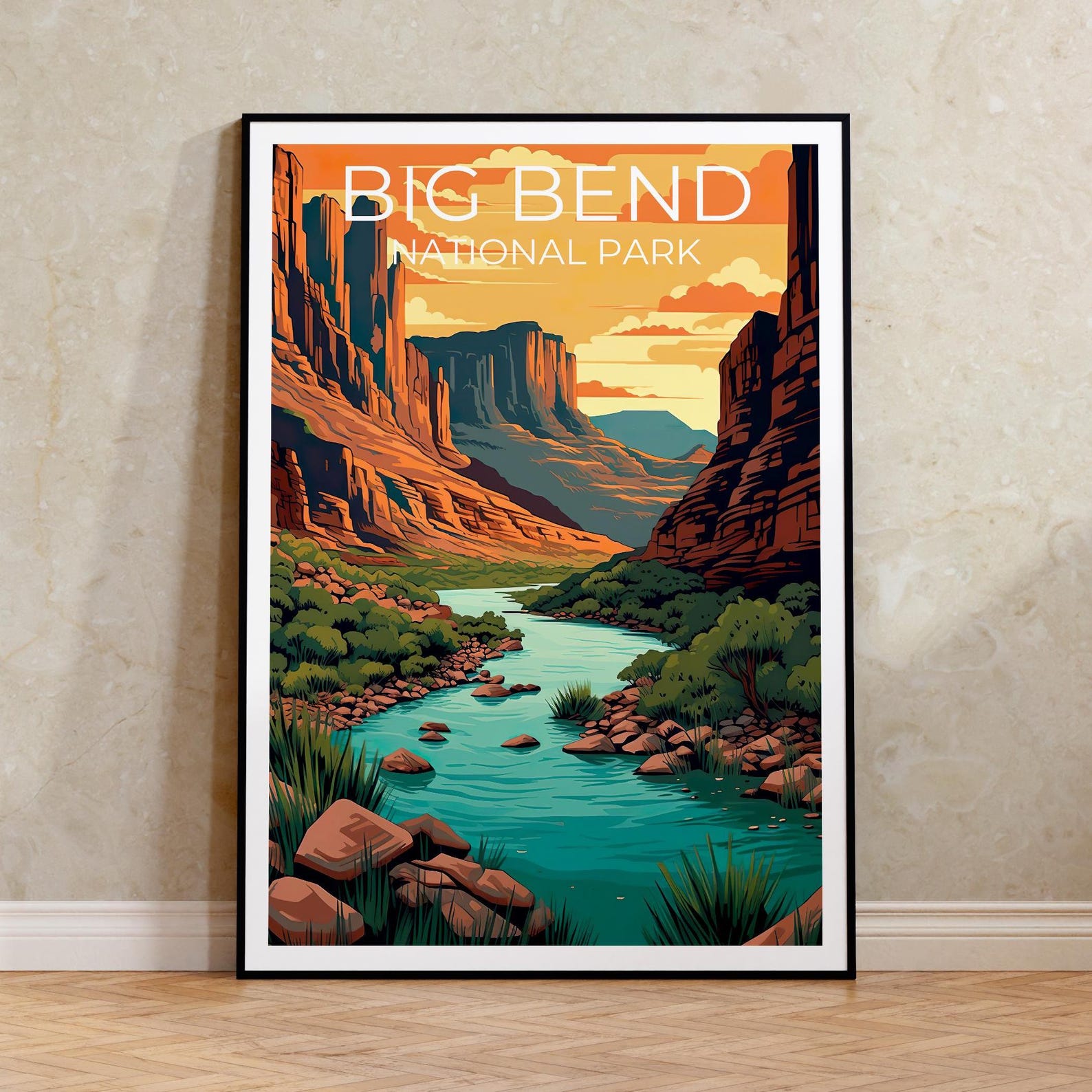 Big Bend National Park Travel Print, Texas Poster, Desert Landscape ...