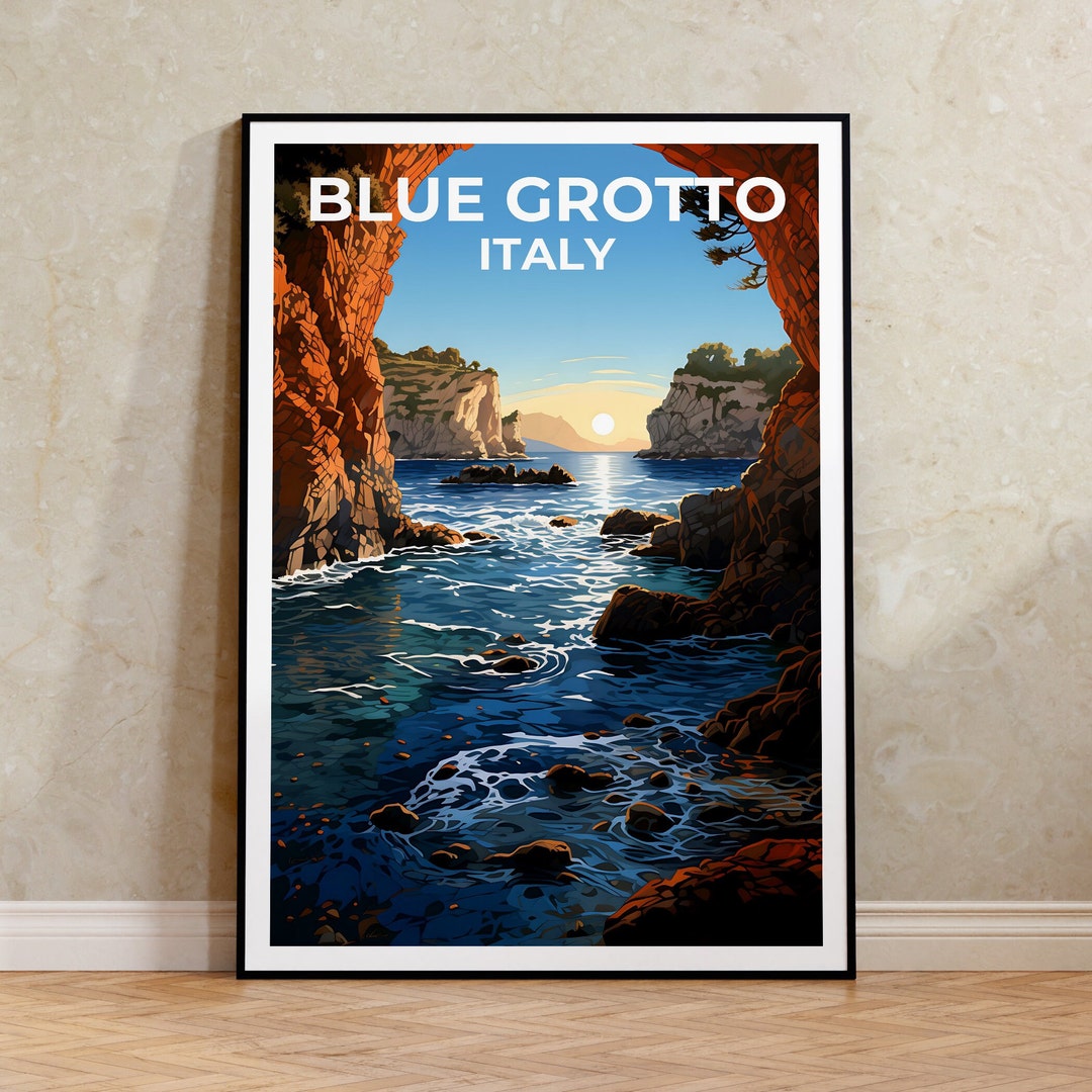 Blue Grotto Travel Poster, Italy Wall Art, Italy Print, Blue Grotto ...