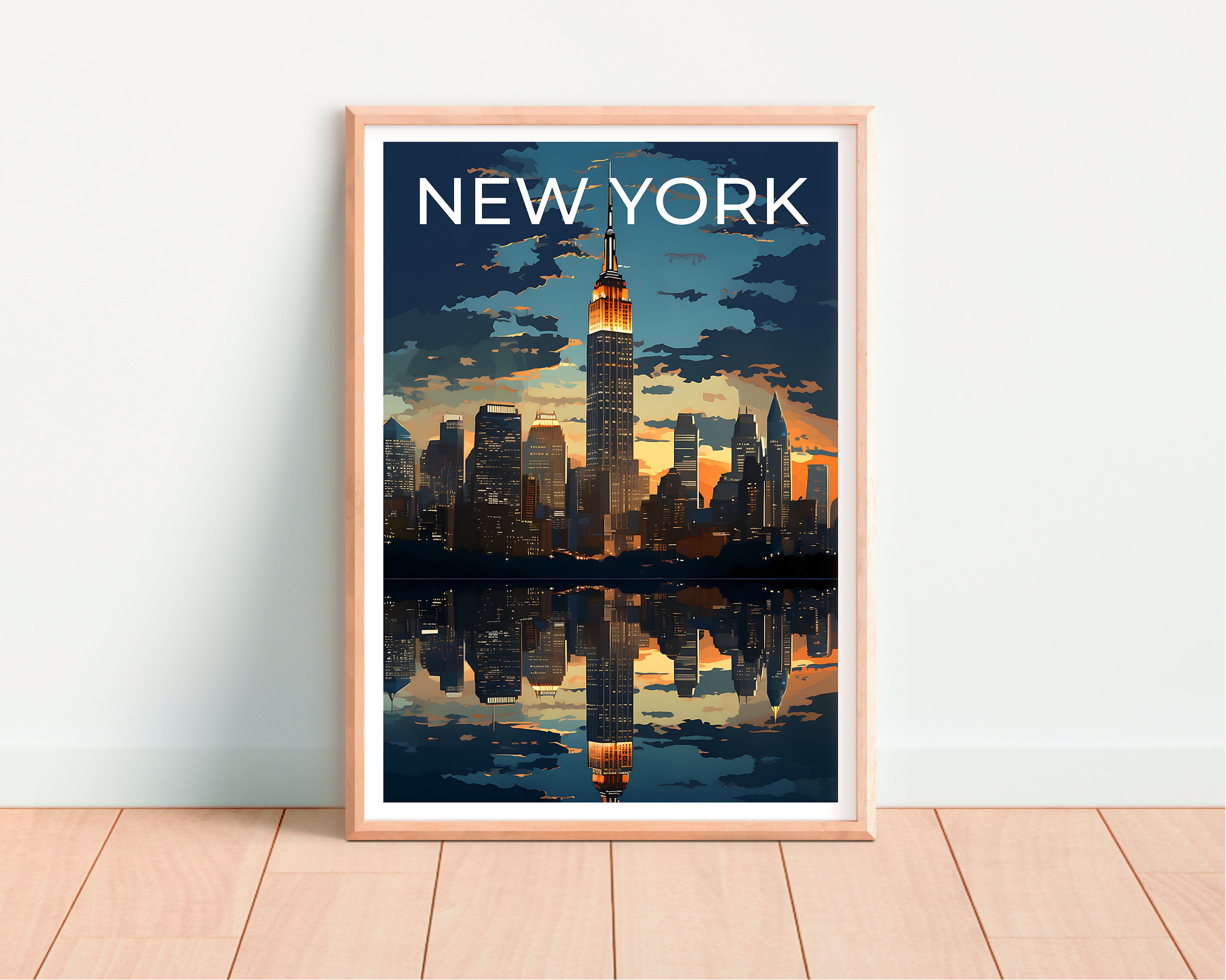 New York Travel Poster, NYC Wall Art, NYC Print, New York Poster, Empire State Building Poster ...
