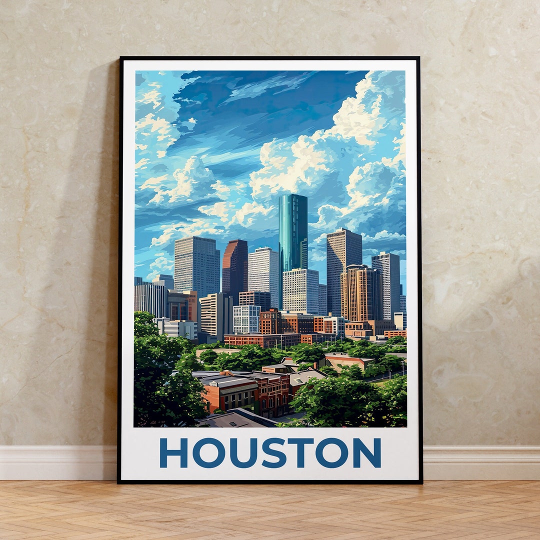 Houston Travel Poster, Texas Wall Art, Texas Print, Houston Poster ...