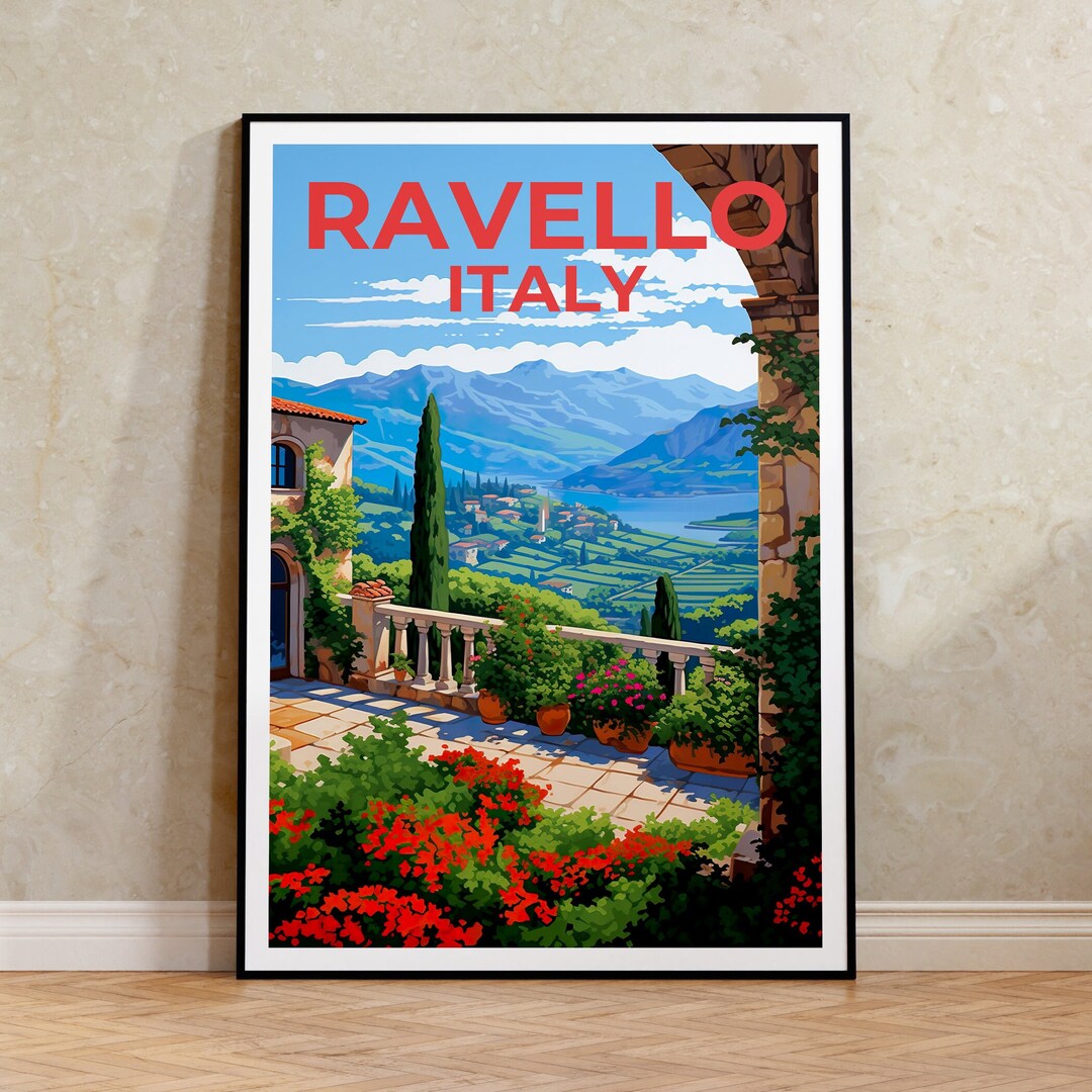 Ravello Travel Poster, Italy Wall Art, Italy Print, Ravello Poster ...
