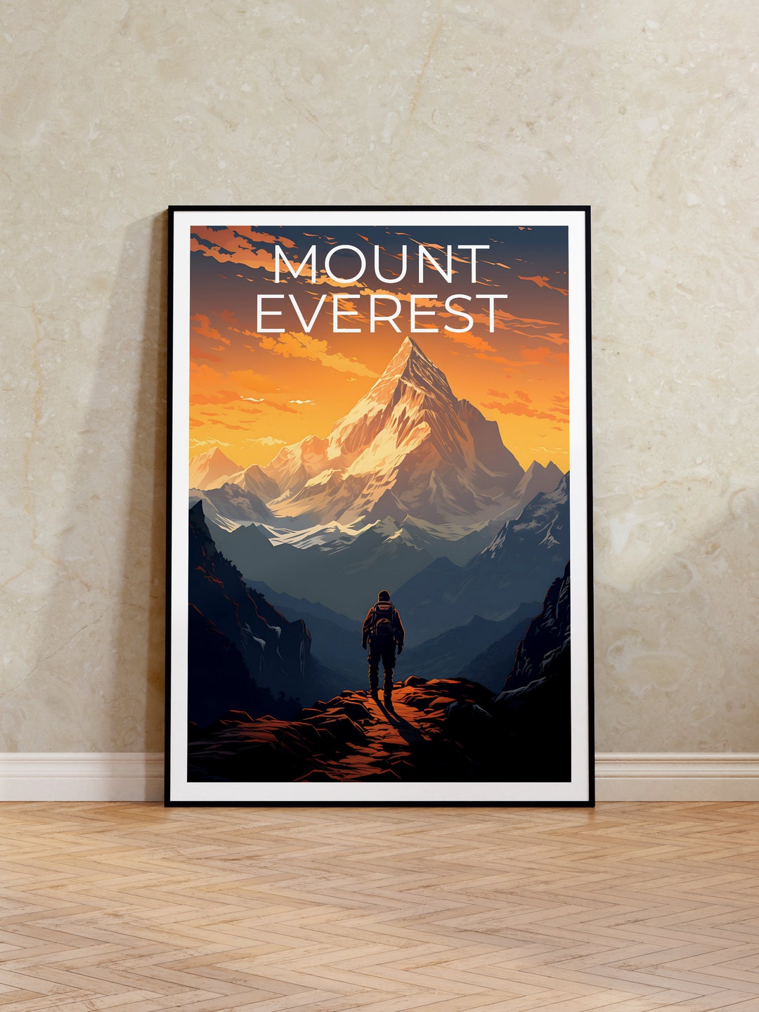 Mount Everest Travel Poster, Himalayas Wall Art, Himalayas Print, Mount ...