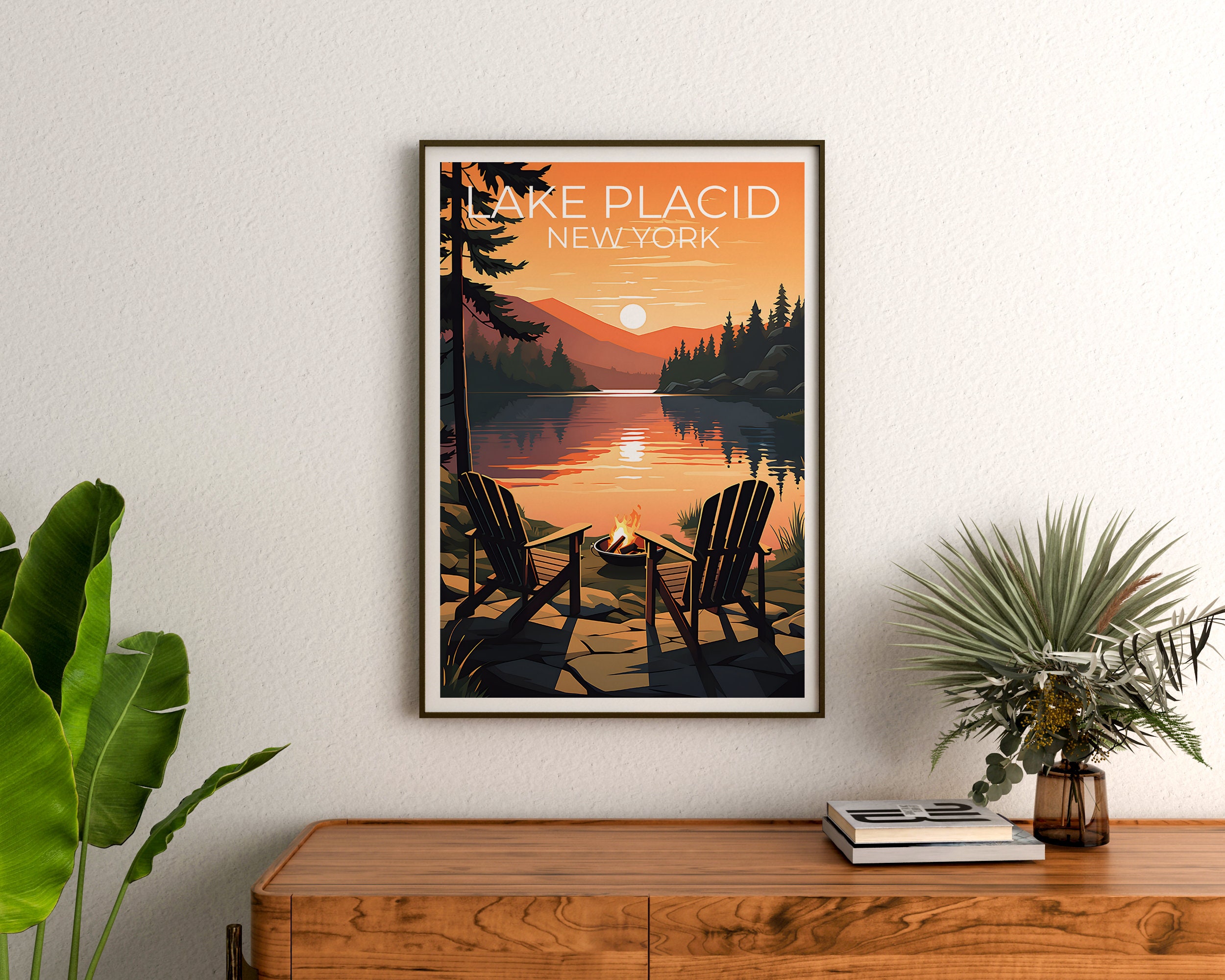 Lake Placid Travel Poster, New York Wall Art, New York Print, Lake ...