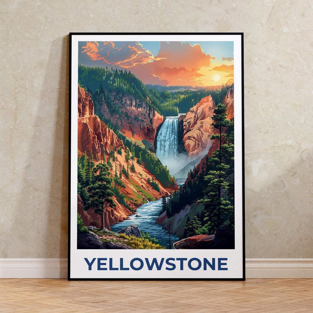 Yellowstone National Park Poster, Yellowstone Print, Wyoming Poster ...