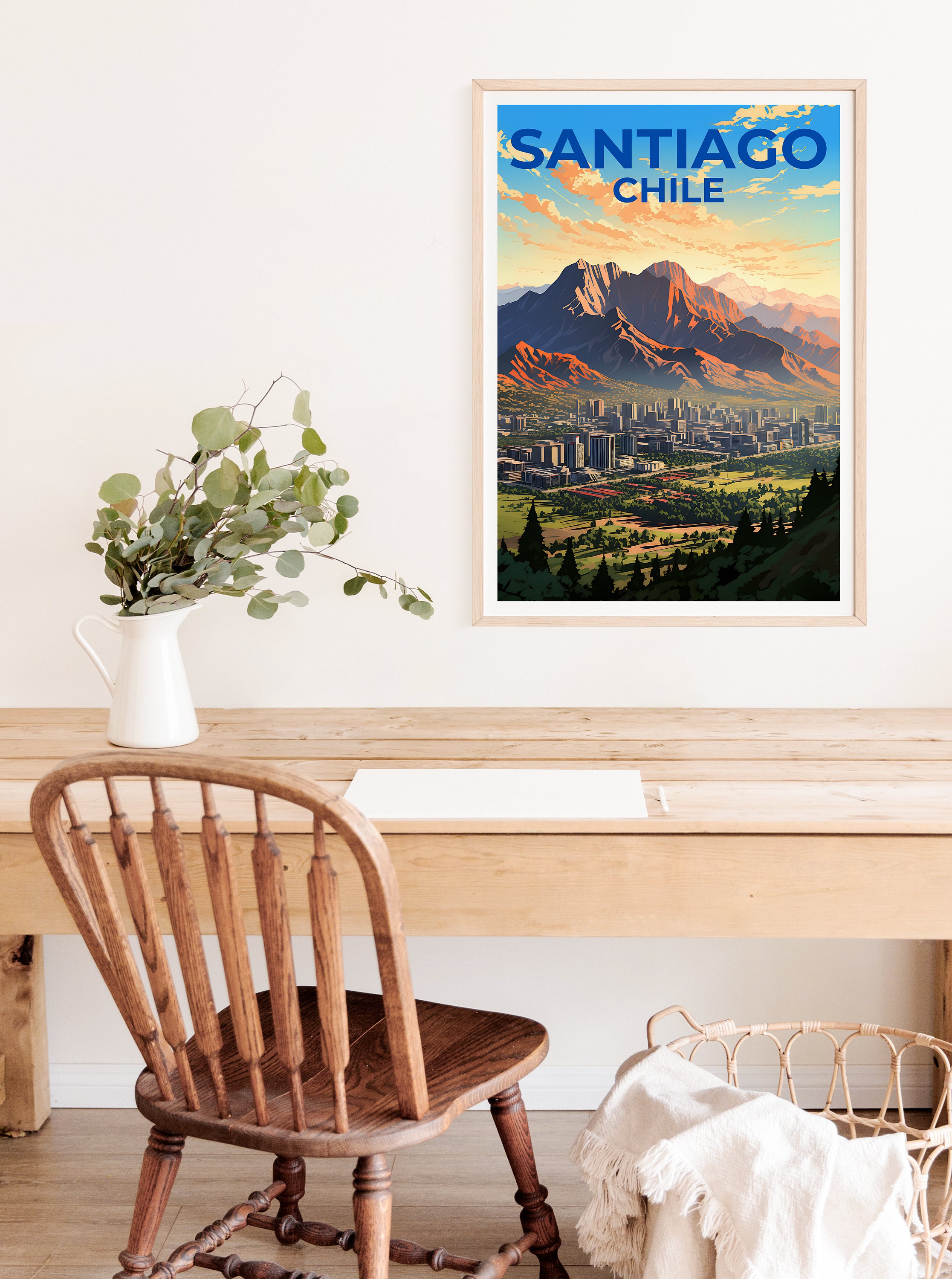 Santiago Travel Poster Chile Wall Art Chile Print Santiago - Etsy