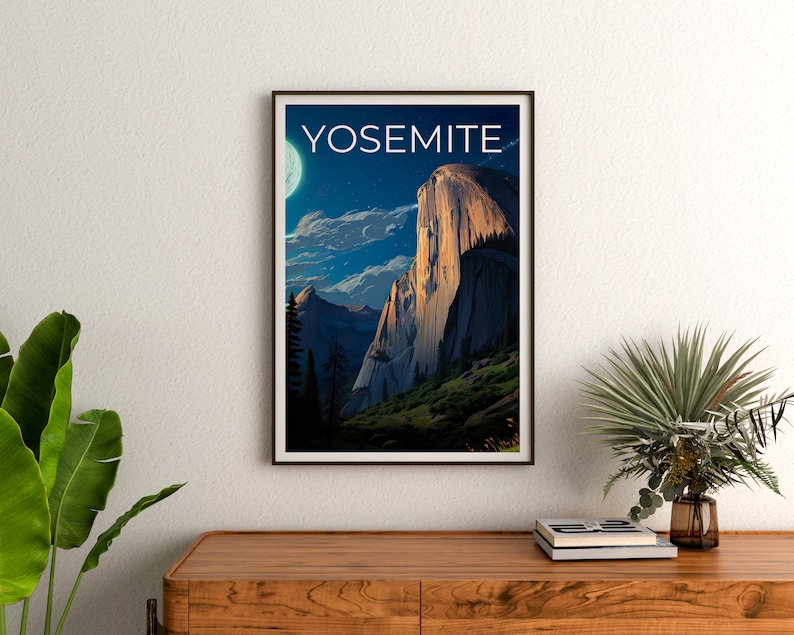 Yosemite Travel Poster, Half Dome Wall Art, Half Dome Print, Yosemite ...