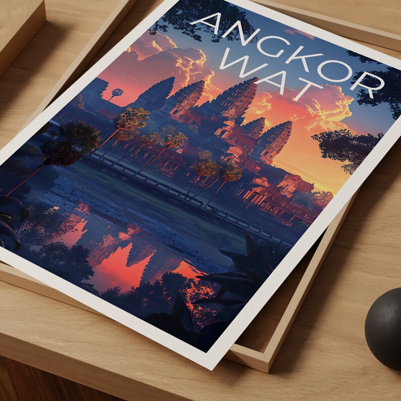 Angkor Wat Travel Poster, Cambodia Wall Art, Cambodia Print, Angkor Wat ...