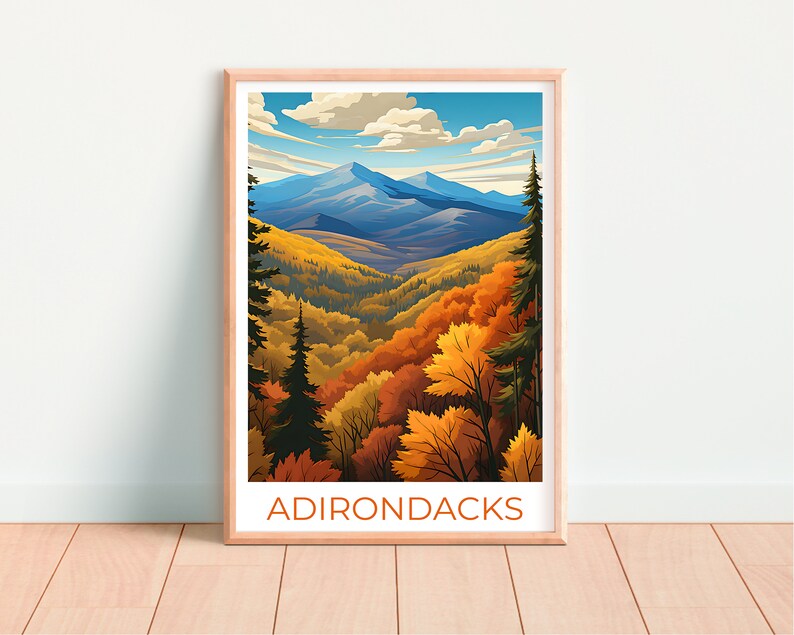 Adirondacks Travel Poster, New York Wall Art, New York Print ...