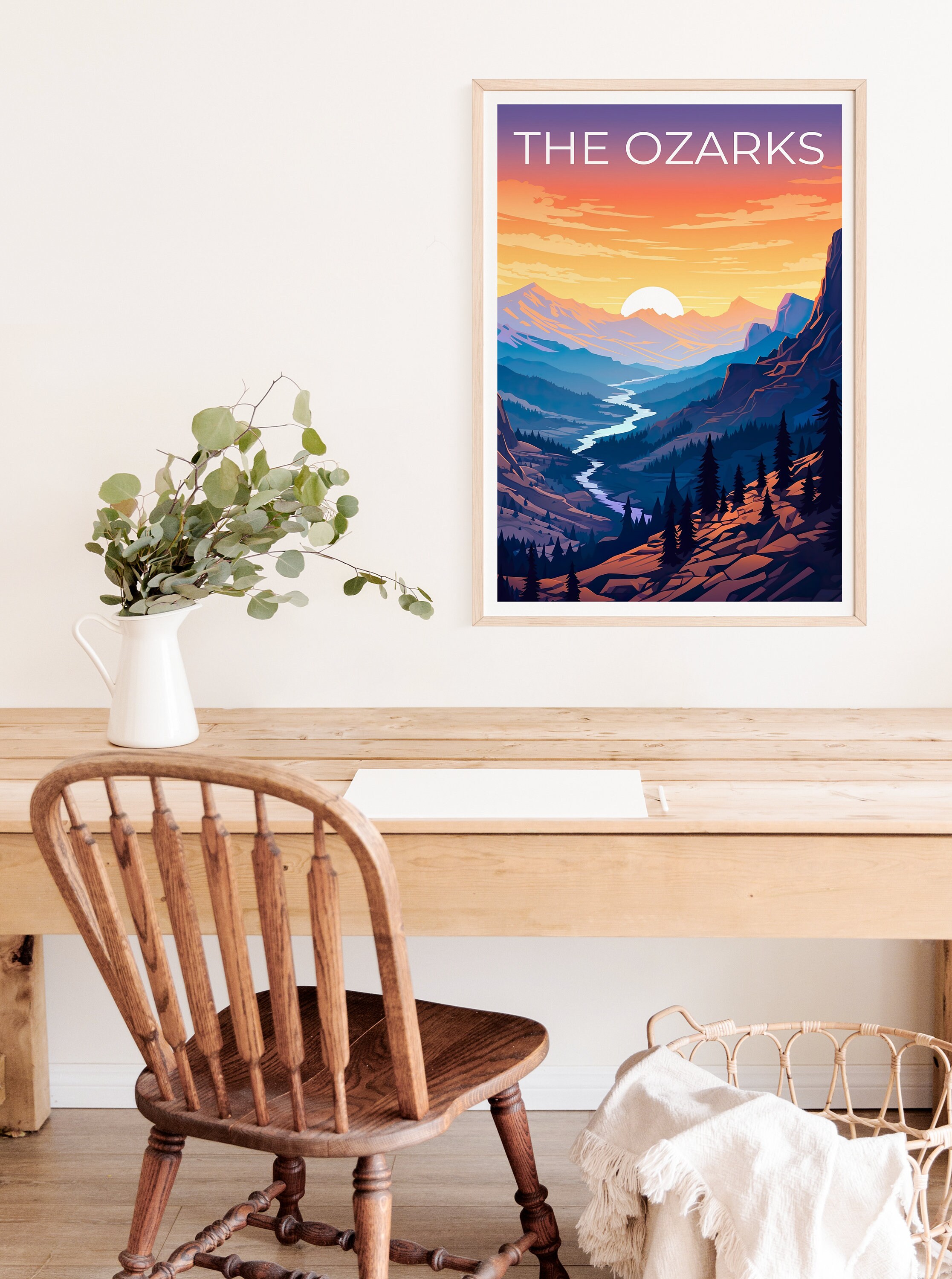 Ozarks Travel Poster, Mountains Wall Art, Mountains Print, Ozarks ...