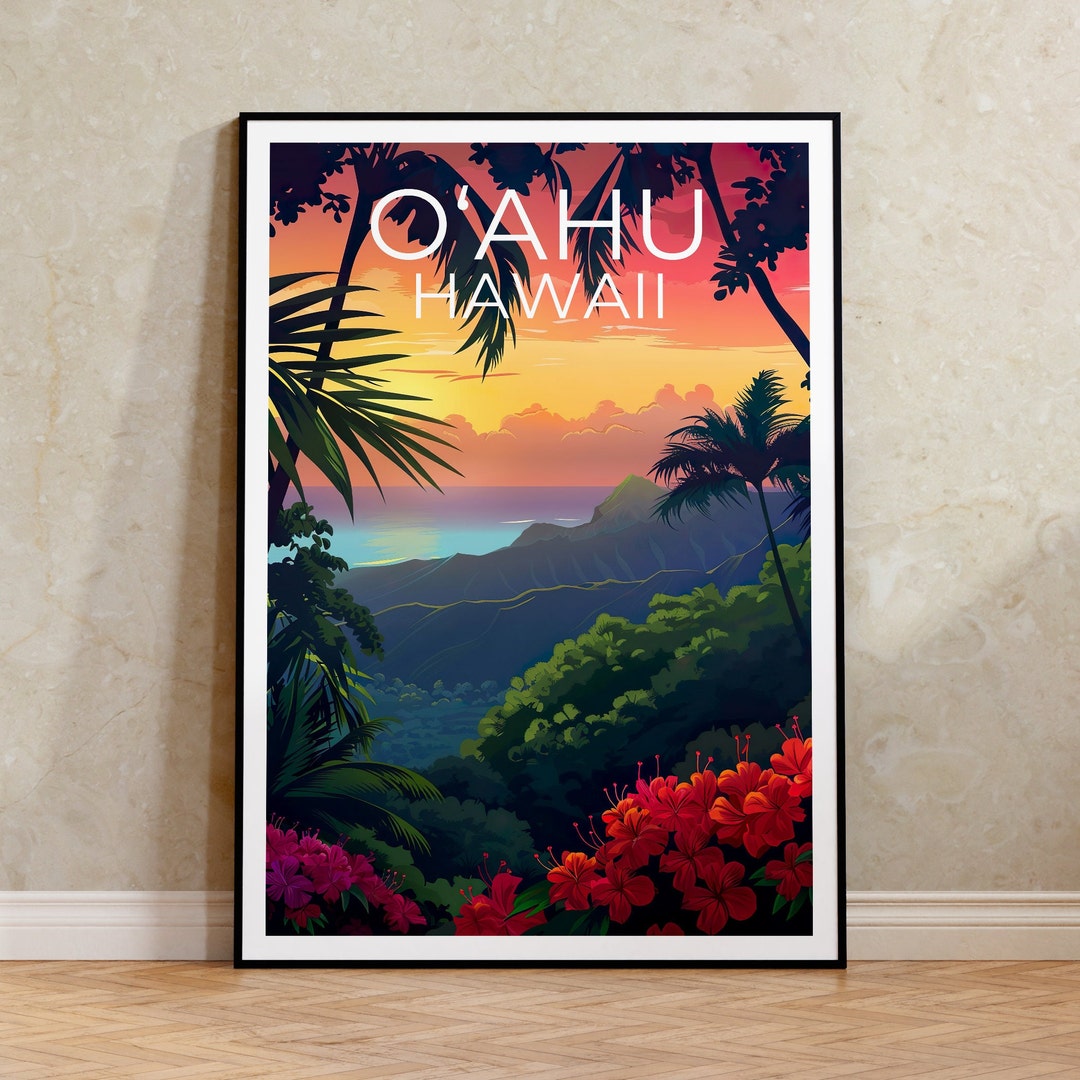 O‘ahu Poster, O‘ahu Print, Hawaii Poster, Hawaii Print, Oahu Poster ...