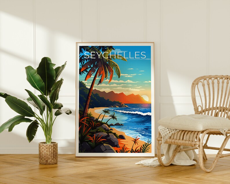 Seychelles Travel Poster, Africa Wall Art, Africa Print, Seychelles ...