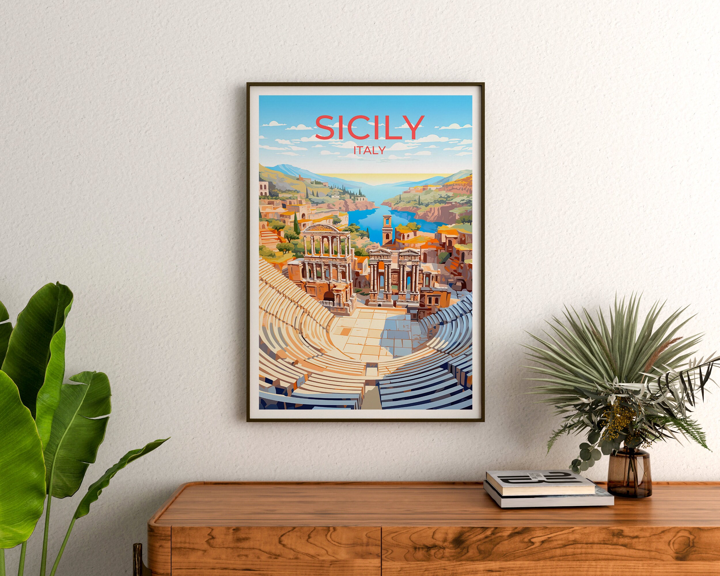 Sicily Travel Poster, Italy Wall Art, Sicily Print, Sicily Poster ...