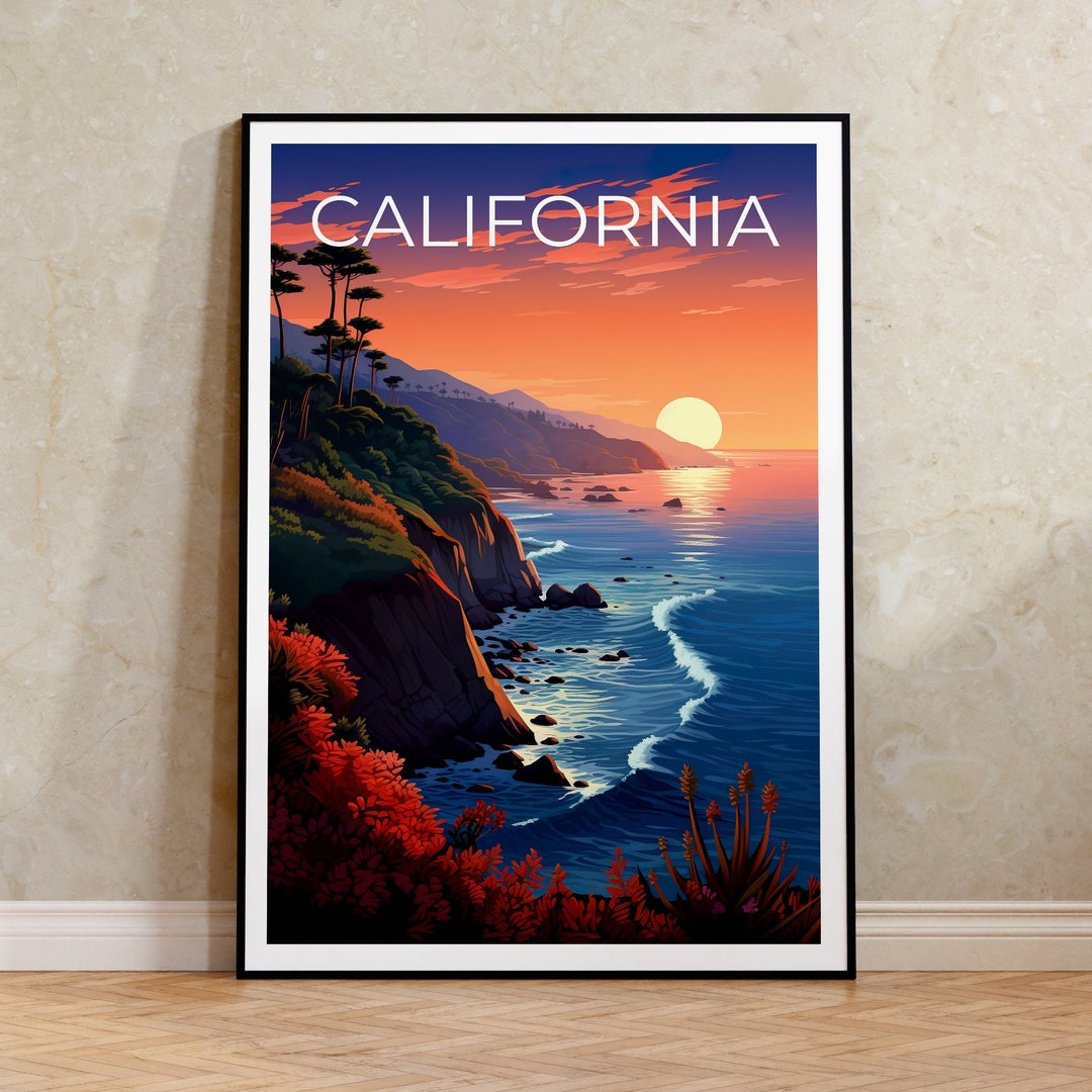 California Travel Poster, Coast Wall Art, Coast Print, California ...