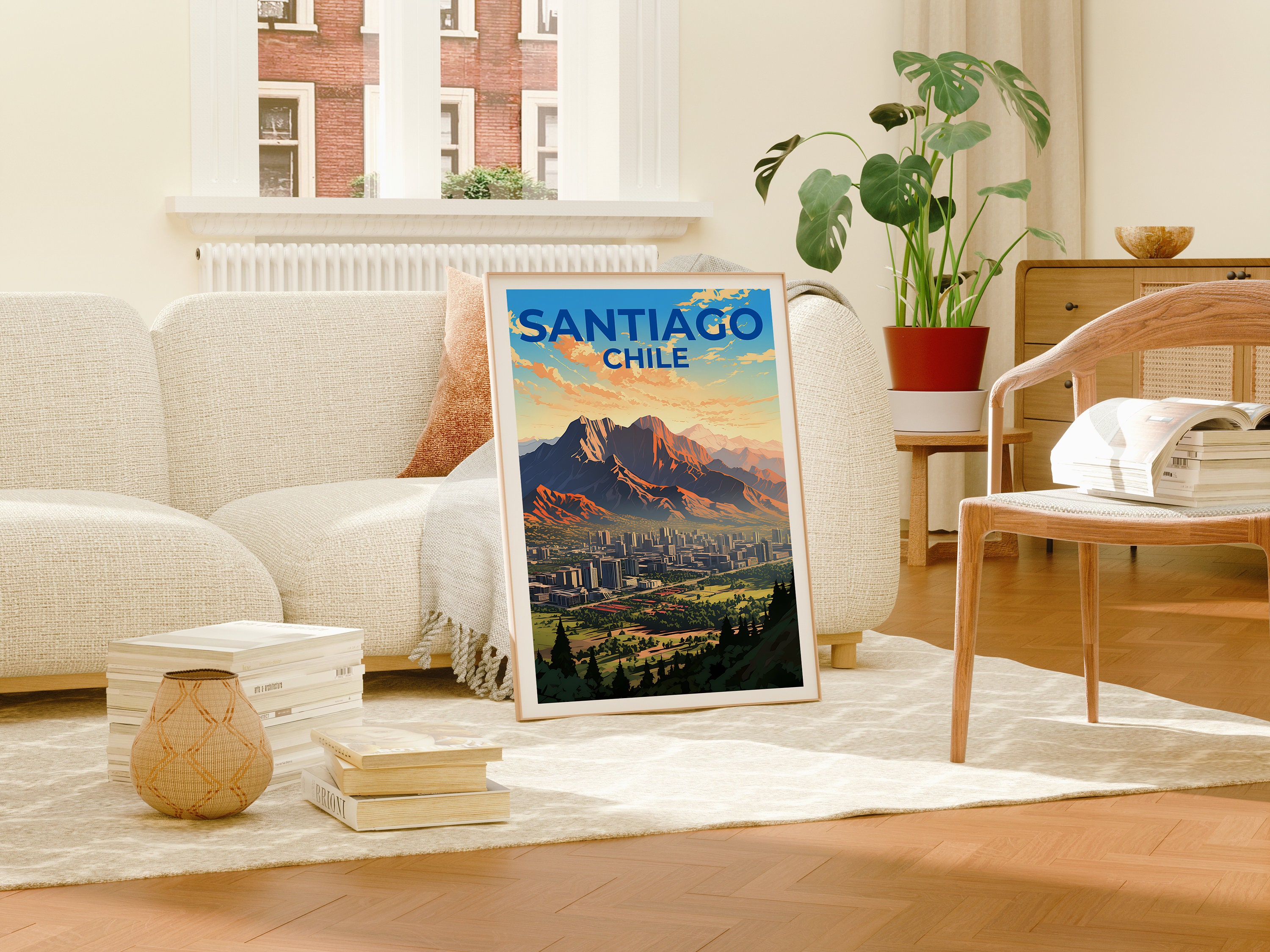 Santiago Travel Poster Chile Wall Art Chile Print Santiago - Etsy