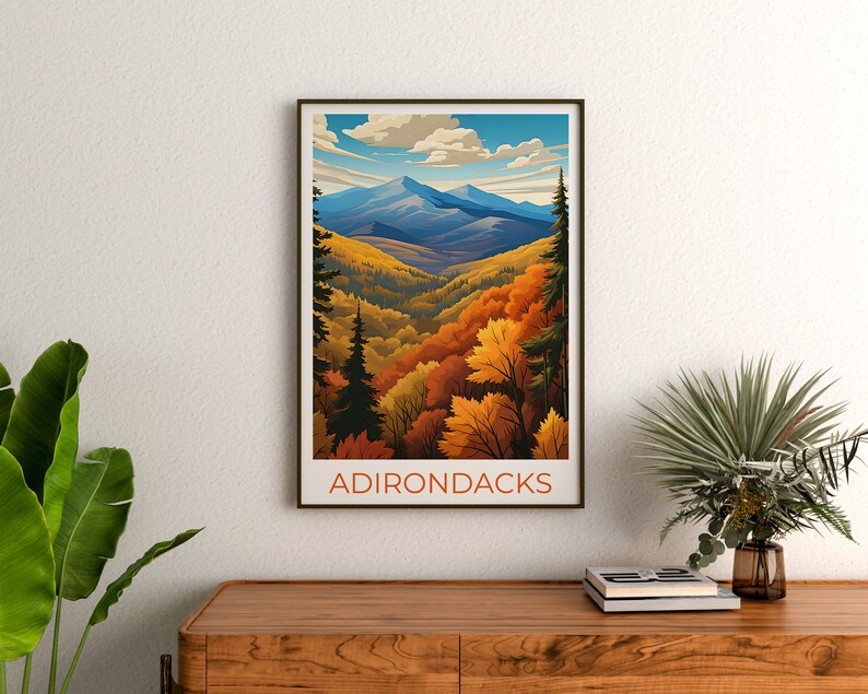 Adirondacks Travel Poster, New York Wall Art, New York Print ...