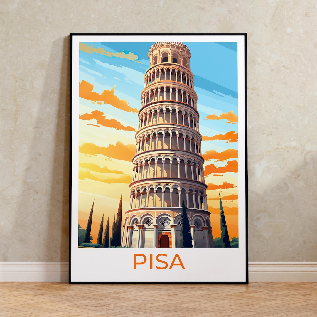 Leaning Tower of Pisa Poster, Italy Wall Art, Leaning Tower of Pisa ...