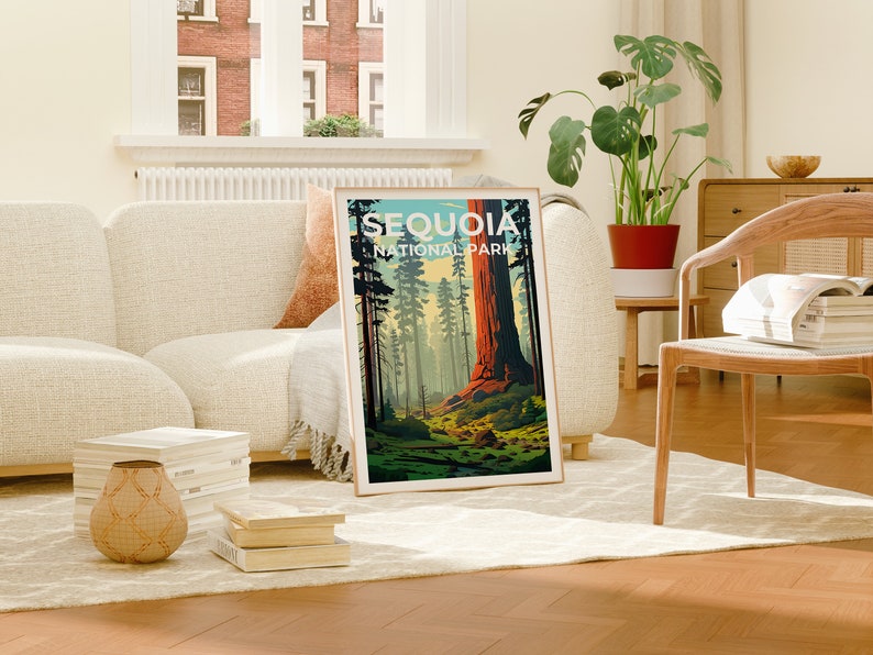 Sequoia Travel Poster, California Wall Art, California Print, Sequoia ...