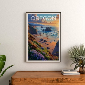 Oregon Travel Poster, Oregon Coast Wall Art, Oregon Coast Print, Oregon ...