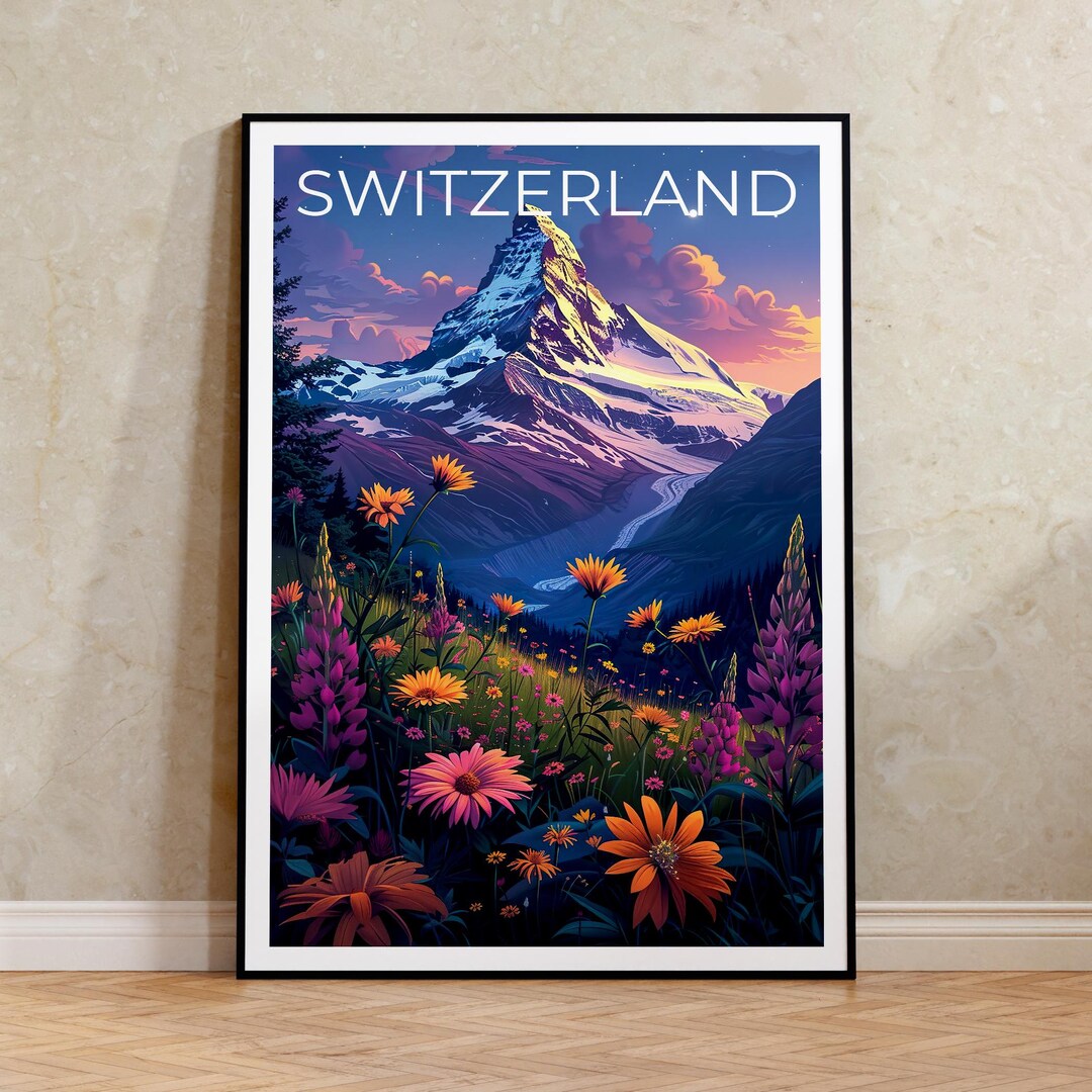 Switzerland Poster, Matterhorn Print, Mountain Art, Switzerland Print ...