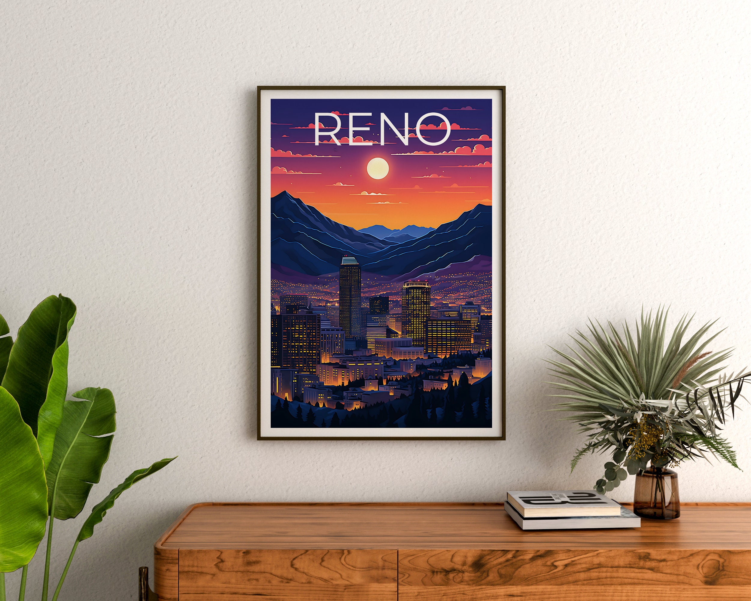 Reno Travel Poster, Nevada Wall Art, Nevada Print, Reno Poster, Nevada ...