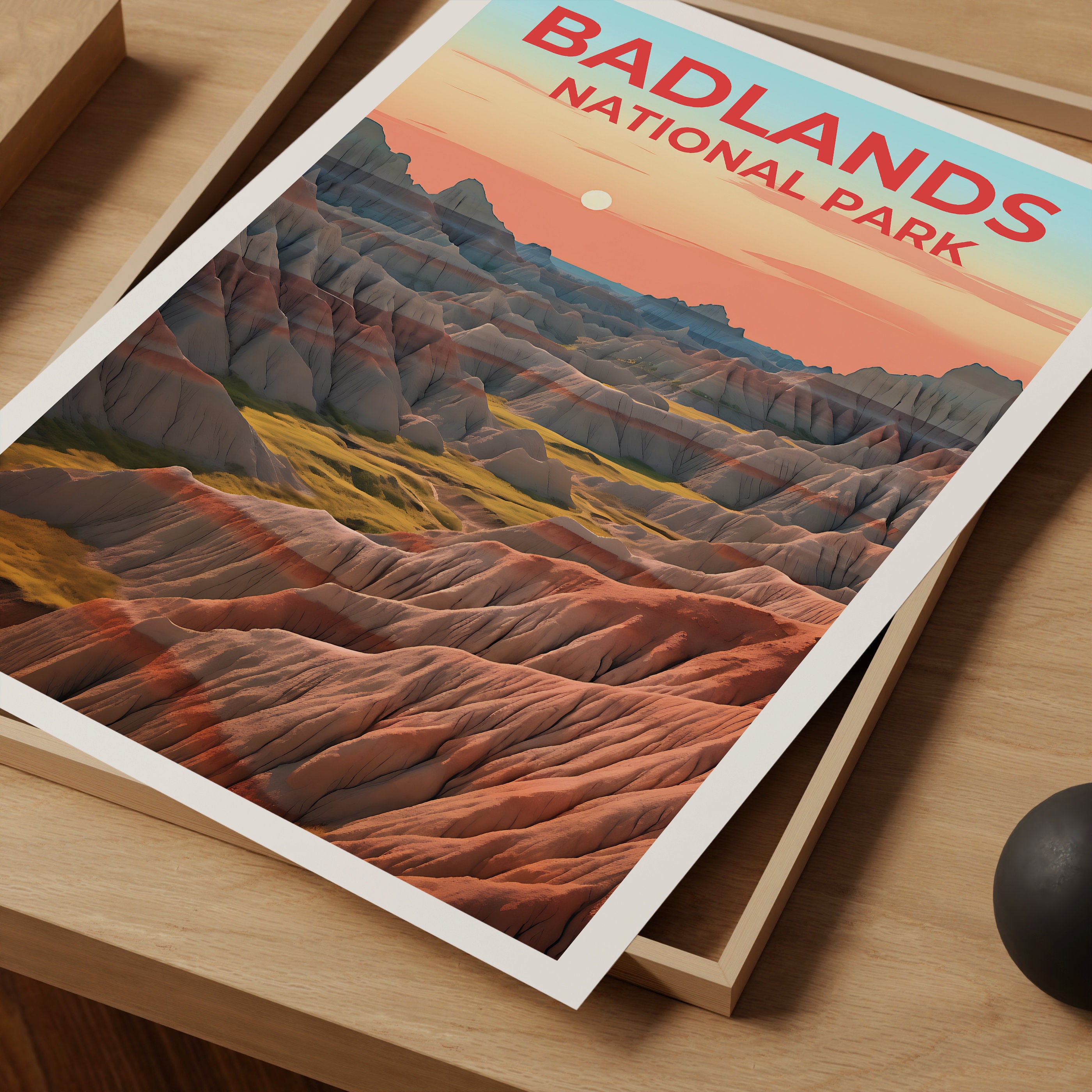 Badlands Travel Poster, South Dakota Art, South Dakota Print, Badlands ...