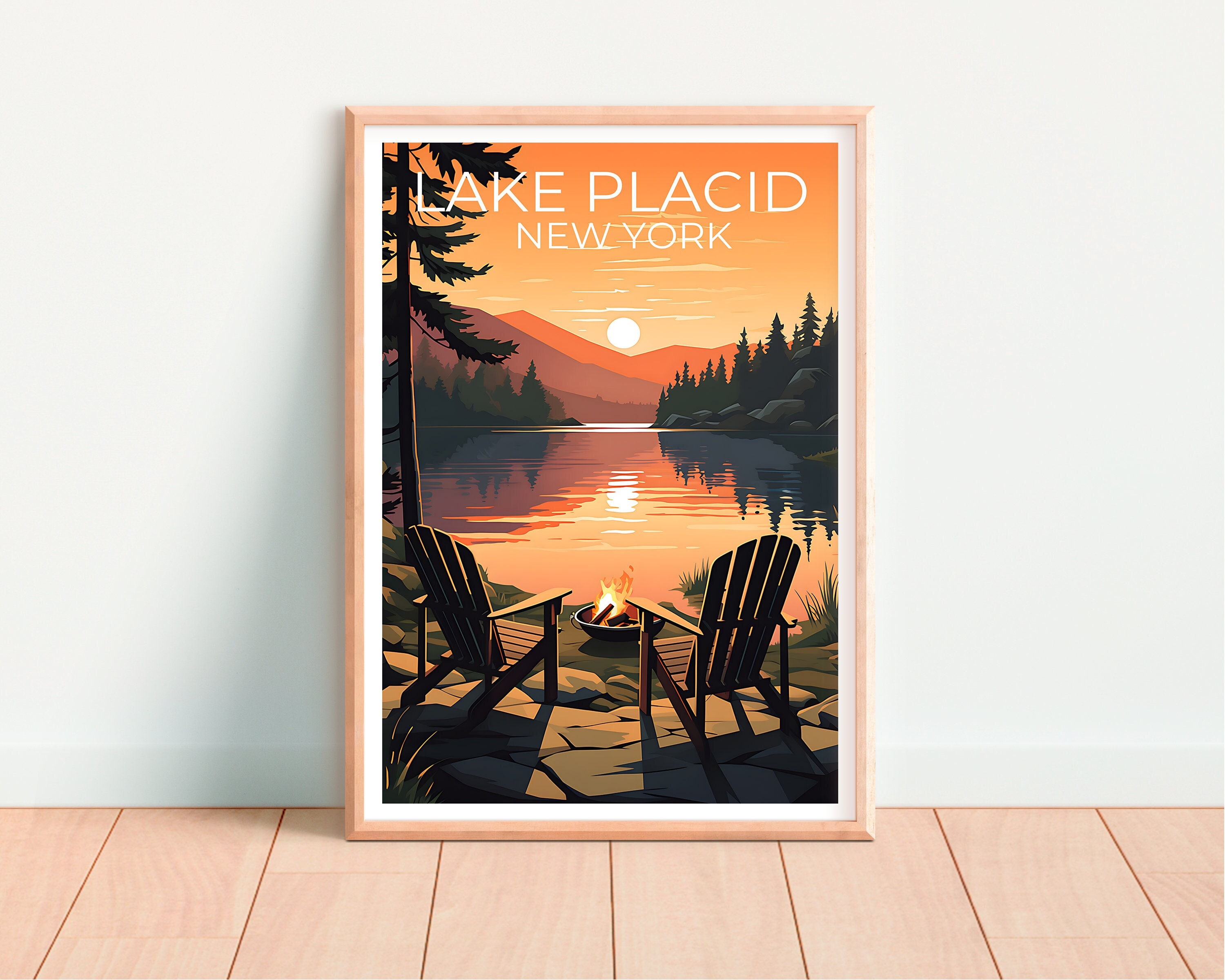 Lake Placid Travel Poster, New York Wall Art, New York Print, Lake ...