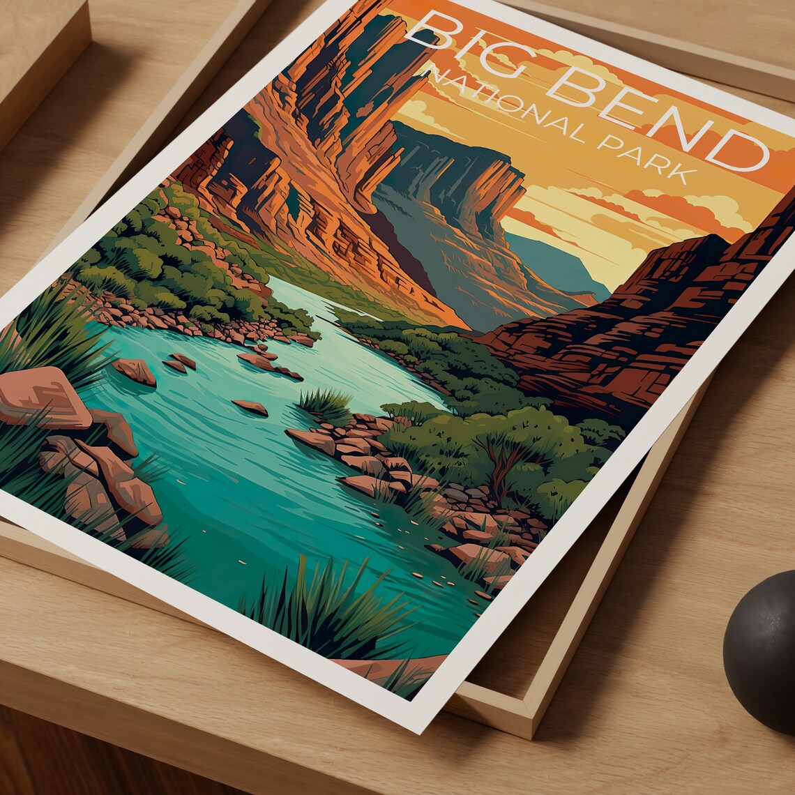 Big Bend National Park Travel Print, Texas Poster, Desert Landscape ...