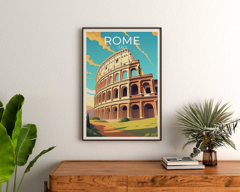 Rome Travel Poster, Colosseum Wall Art, Italy Print, Rome Poster ...