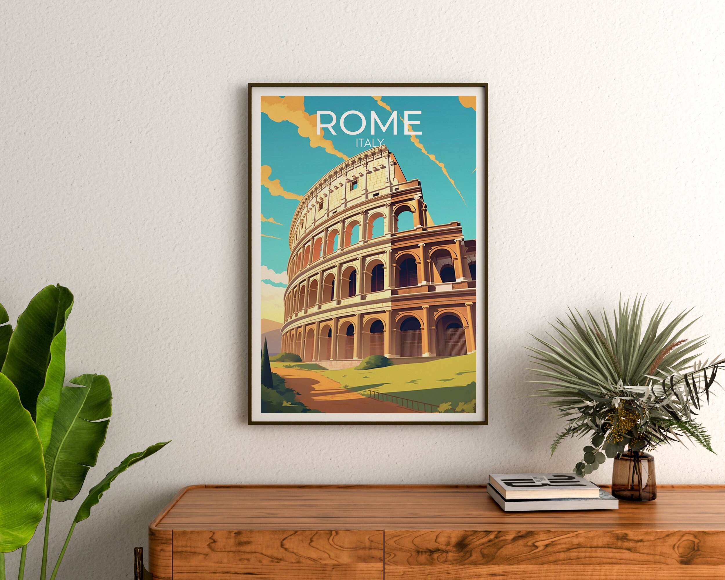 Rome Travel Poster, Colosseum Wall Art, Italy Print, Rome Poster ...