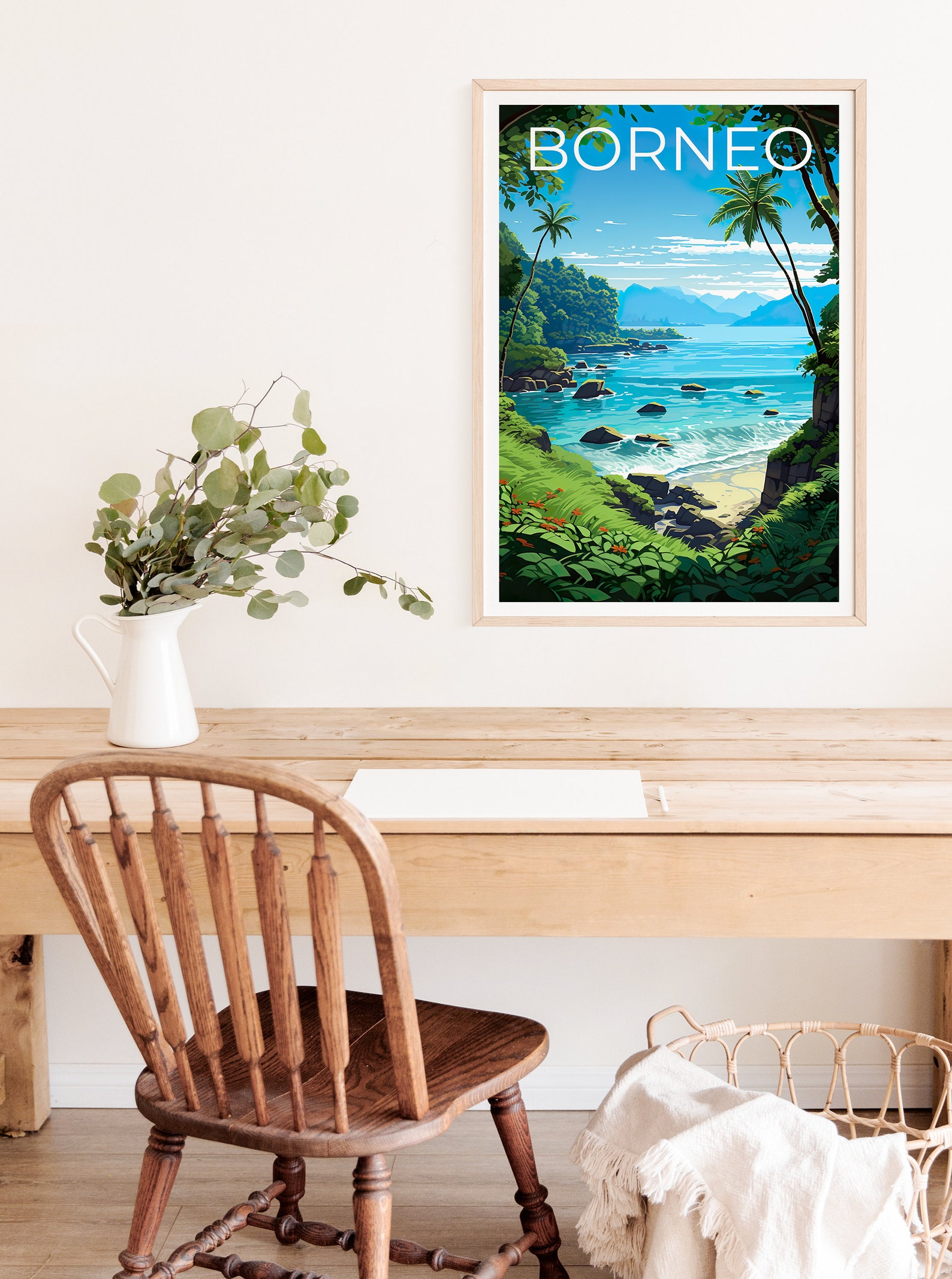 Borneo Poster, Borneo Print, Coast Art, Coast Print, Asia Travel Poster ...