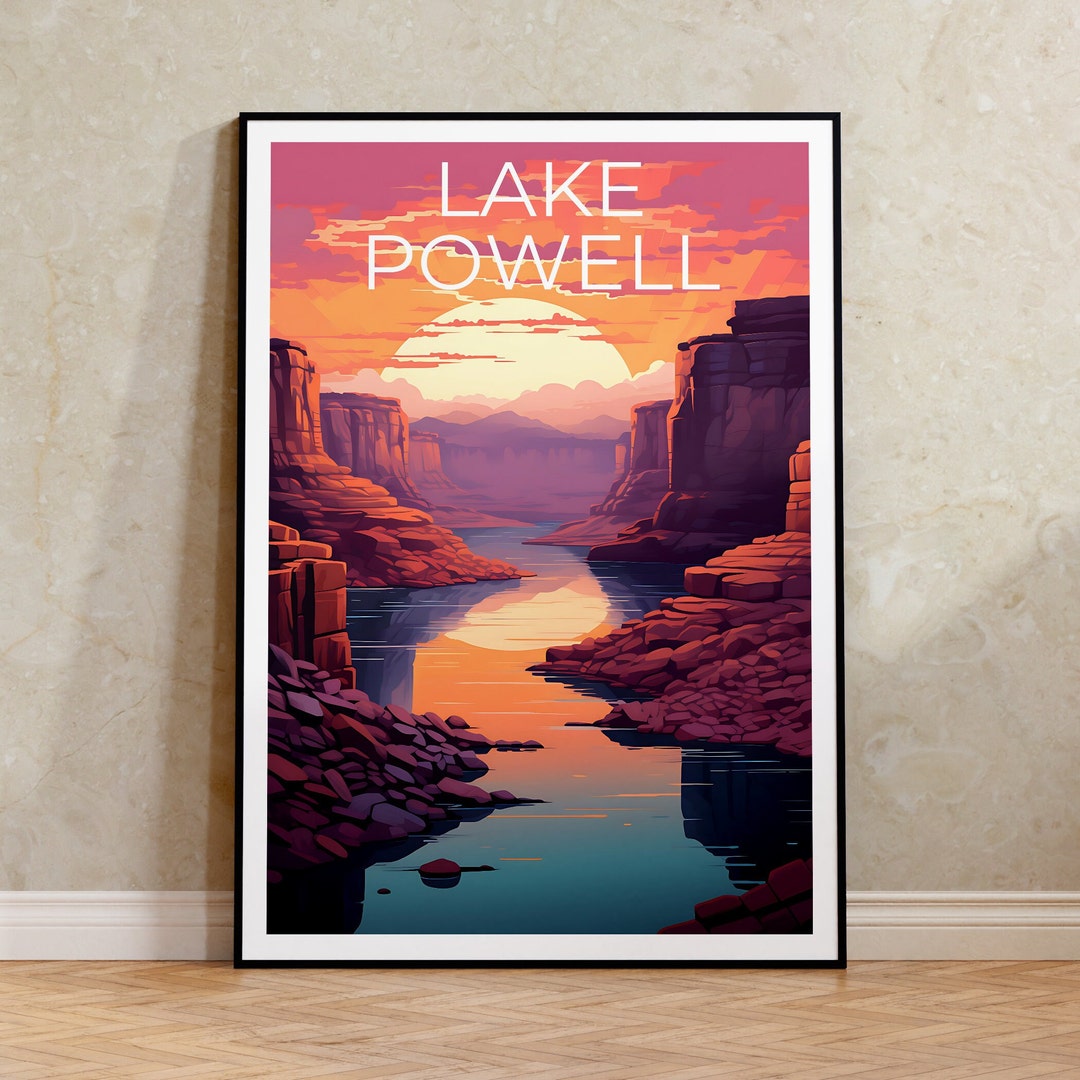 Lake Powell Travel Poster, Arizona Wall Art, Arizona Print, Utah Poster ...