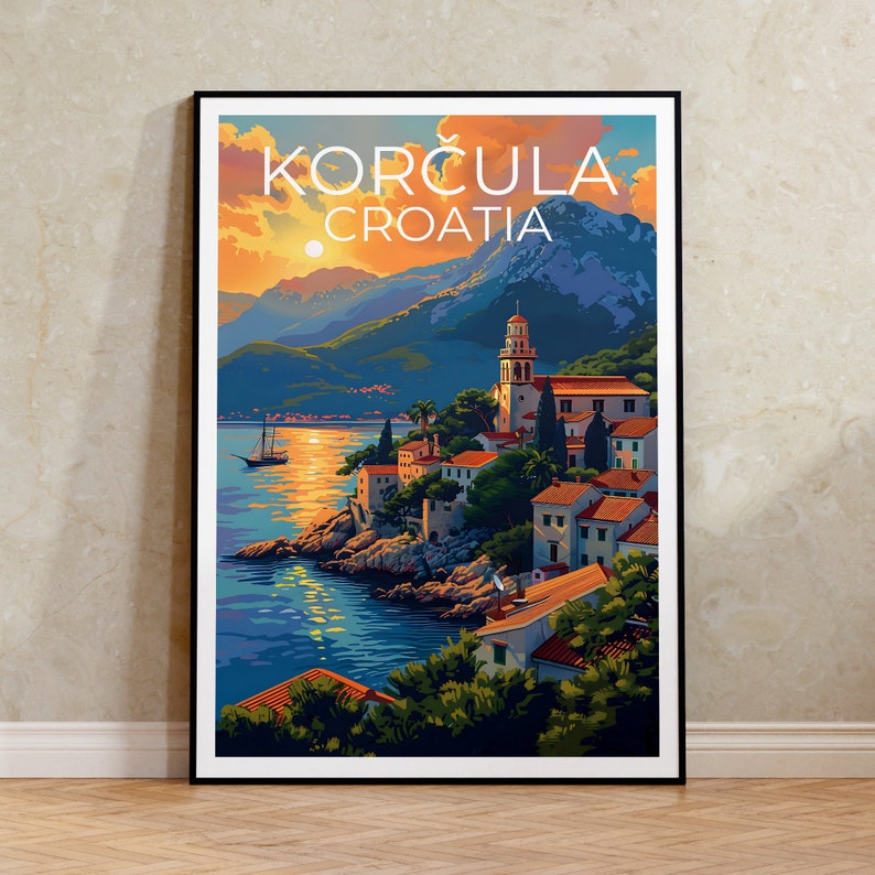 Korčula Poster, Korčula Print, Croatia Art, Croatia Print, Korcula ...