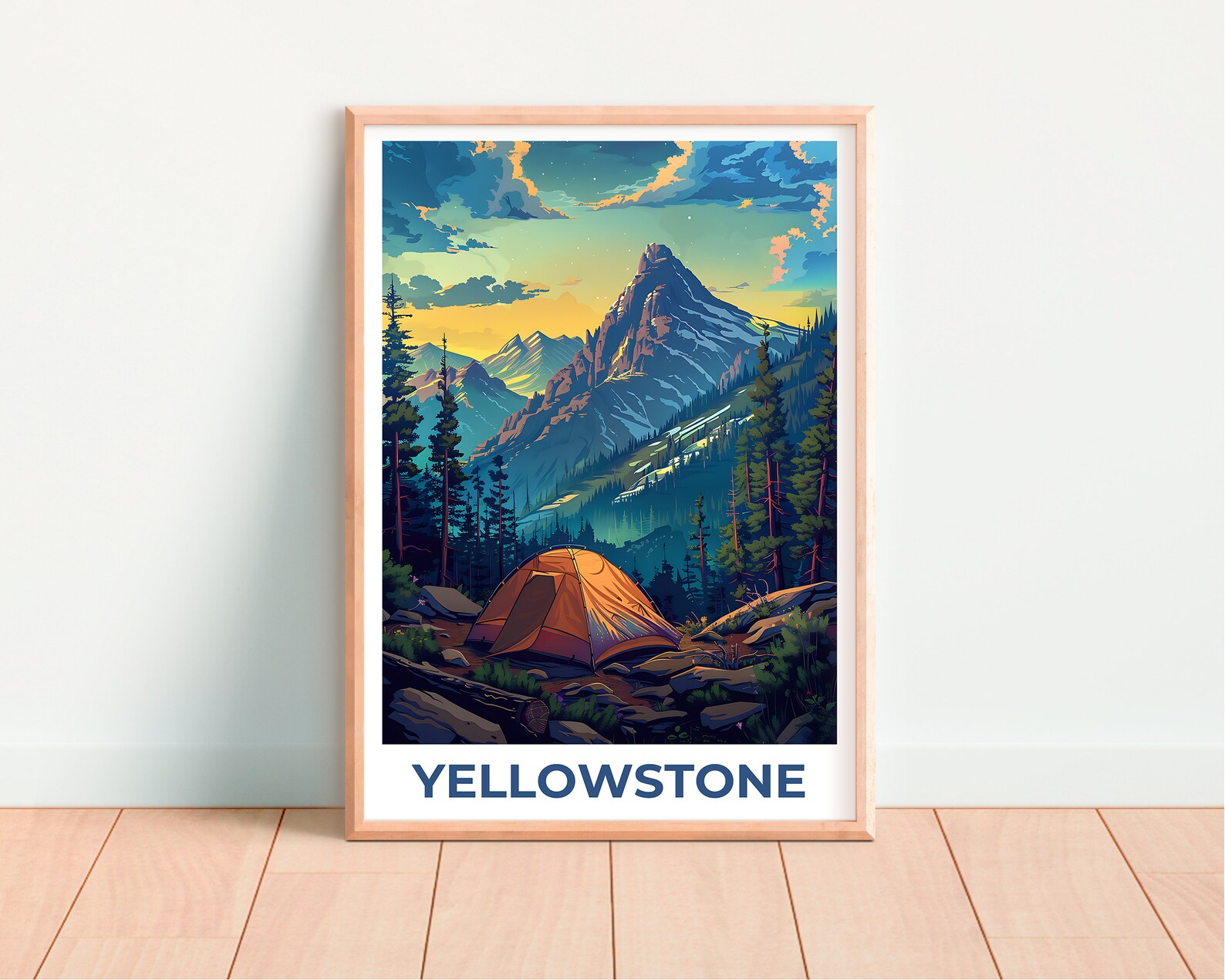Yellowstone National Park Poster, Yellowstone Print, Camping Poster ...