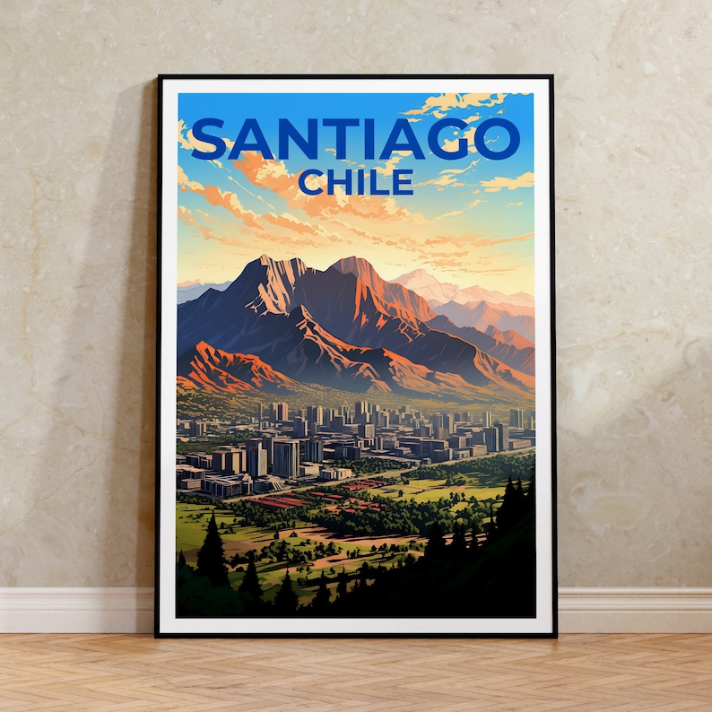 Santiago Travel Poster Chile Wall Art Chile Print Santiago - Etsy