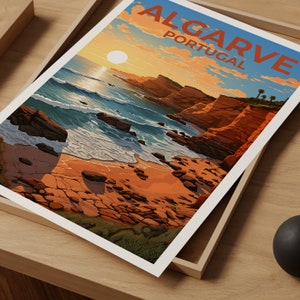 Algarve Travel Poster, Portugal Wall Art, Portugal Print, Algarve ...