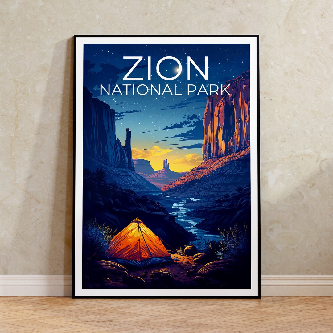 Zion National Park Travel Poster, Zion Park Wall Art, Utah Print, Utah ...