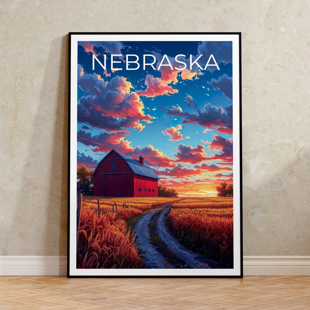 Nebraska Travel Poster, Farm Wall Art, Farm Print, Nebraska Poster ...