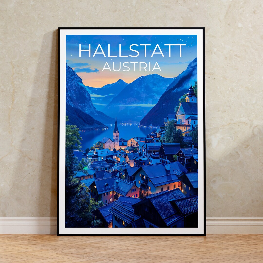 Hallstatt Travel Poster, Austria Wall Art, Austria Print, Hallstatt ...
