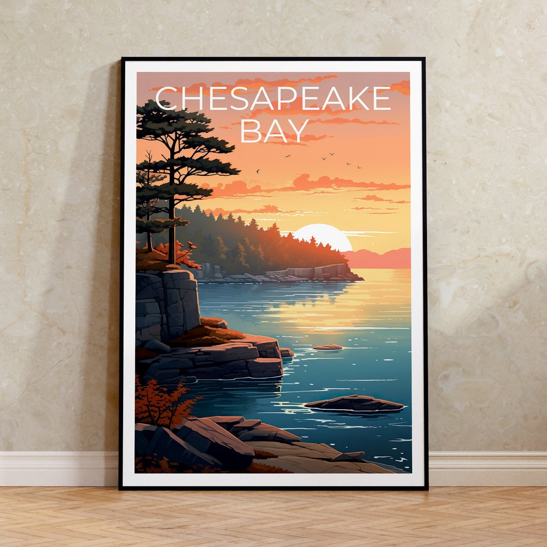 Chesapeake Bay Travel Poster, Virginia Wall Art, Delaware Print ...
